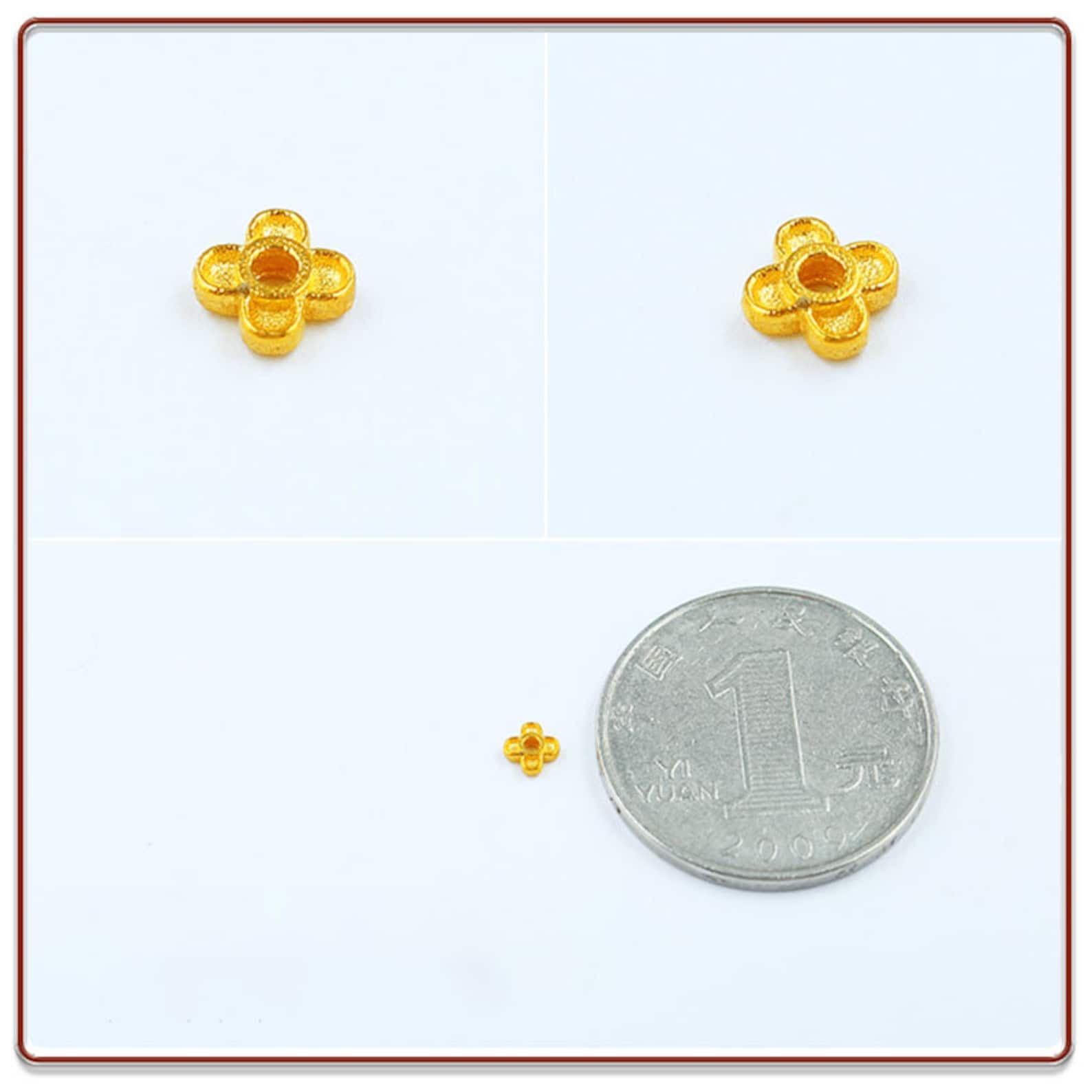 18K Shiny Gold Multi Style Spacer Beads Gold Fancy Spacer Finding Bead ...