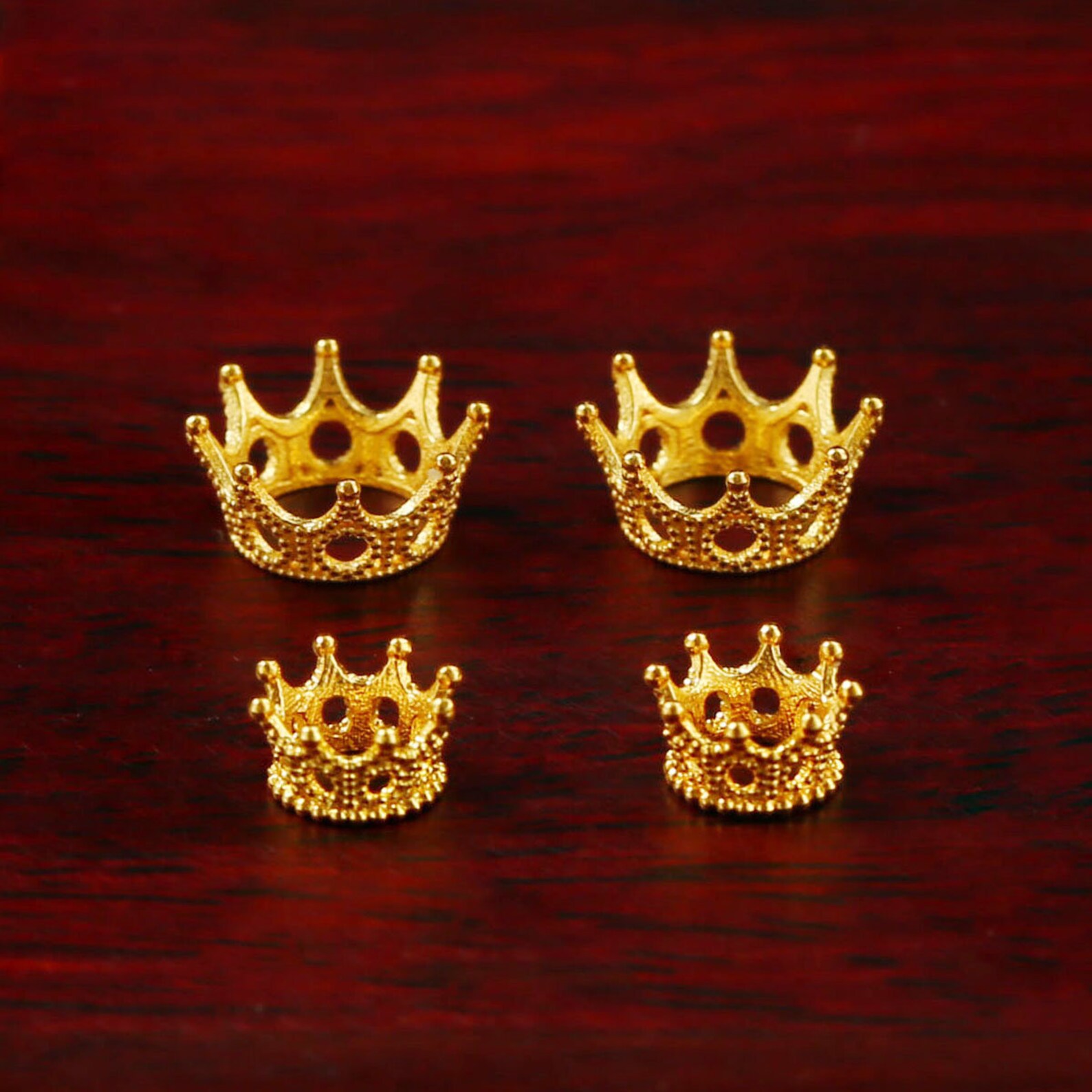18K Gold Handmade Ancient Gold Crown Spacer Beads Loose Beads - Etsy