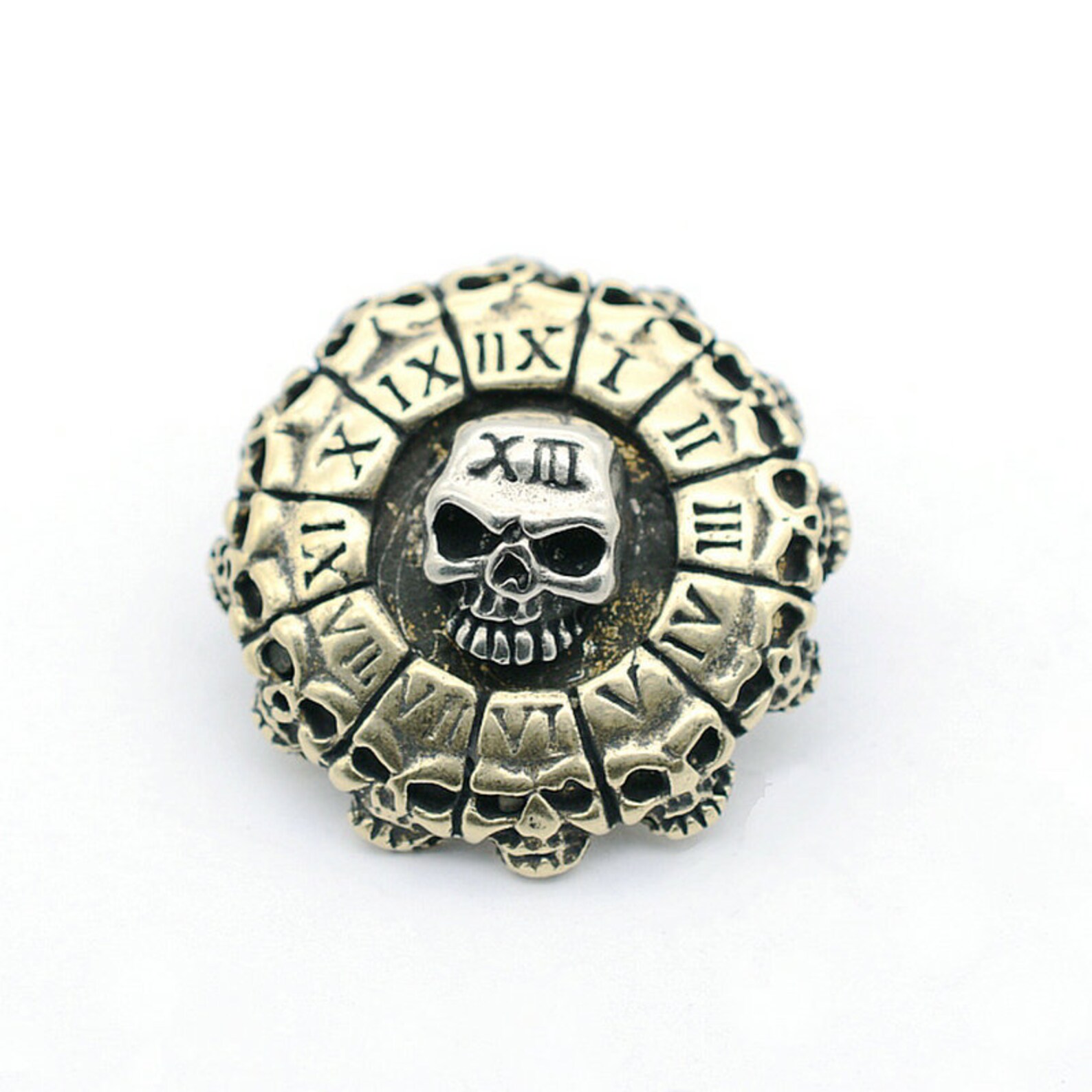 Brass Conchos Screw Back Leather Crafting Steampunk Clock Skull Concho ...
