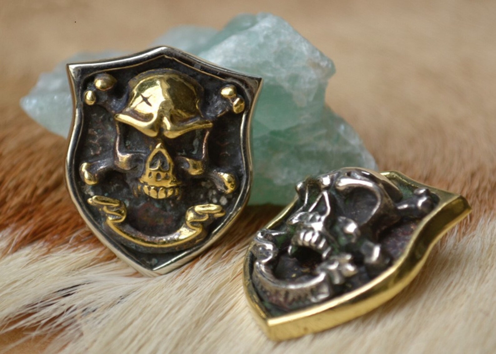 Brass Skull Concho 2pcs Leathercraft Embellishment Leather - Etsy