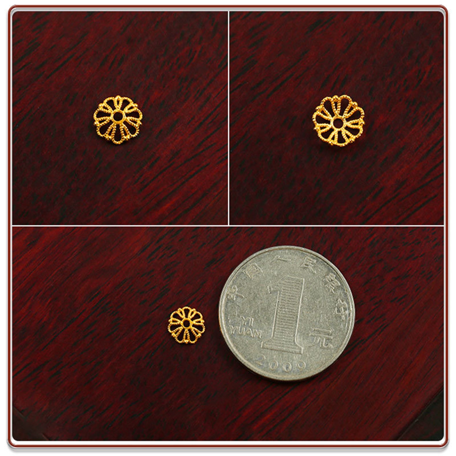 1PC 18K Gold Beads Cap Flower Beadcaps Gold Floral End - Etsy