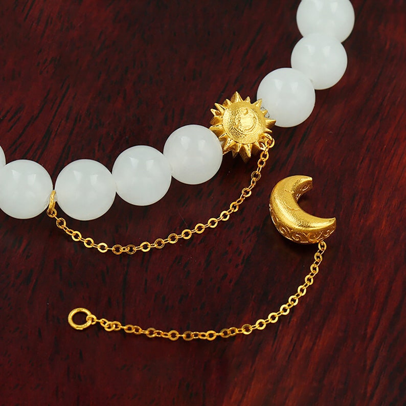 18k Gold Safety Chain (NO Clasp) - Smile Sun Moon Safety Chain Fits ...