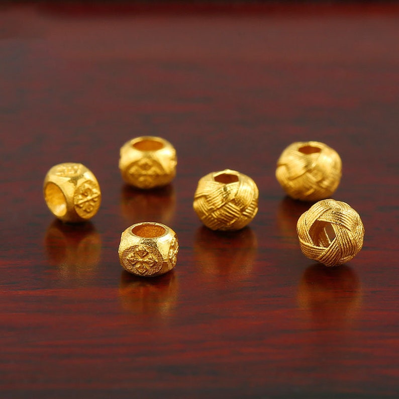18K Gold Spacer Beads - Gold Beads - Bracelet Beads - Large Hole Beads ...
