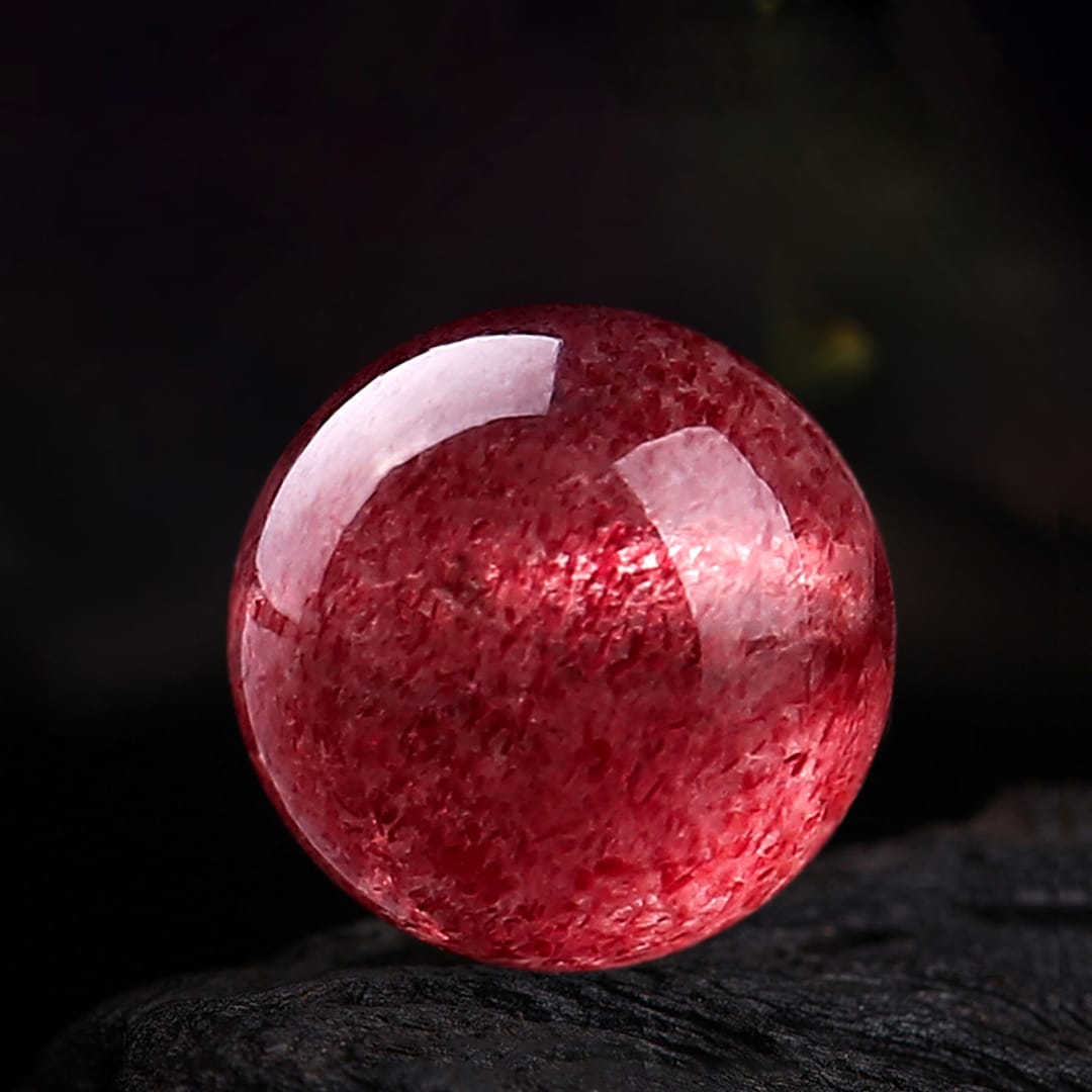 Natural Strawberrie Quartz - Red Gemstone Round Bead - Great Quality ...
