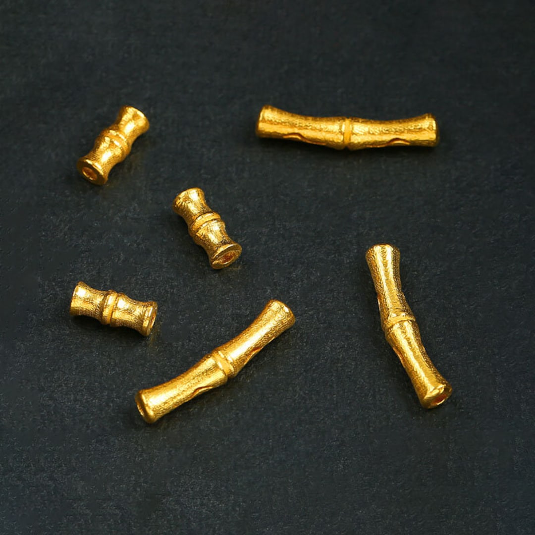 18K Gold Bamboo Tube Bead - Gold Tube Beads - Tube Spacer Beads ...