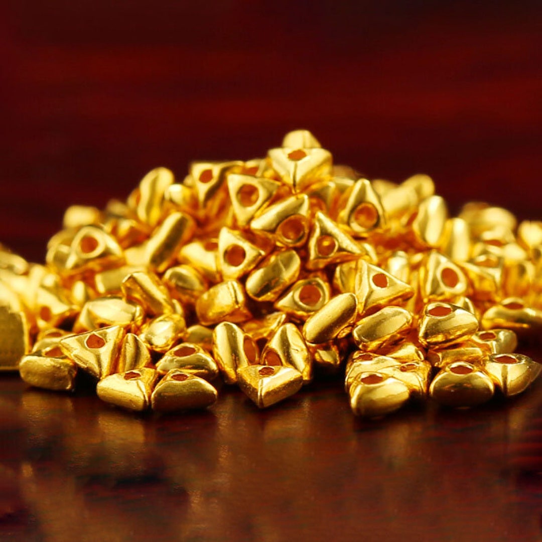 24K Gold Spacer Beads - Jewelry Bead Charm Spacers - Triangle Disc ...