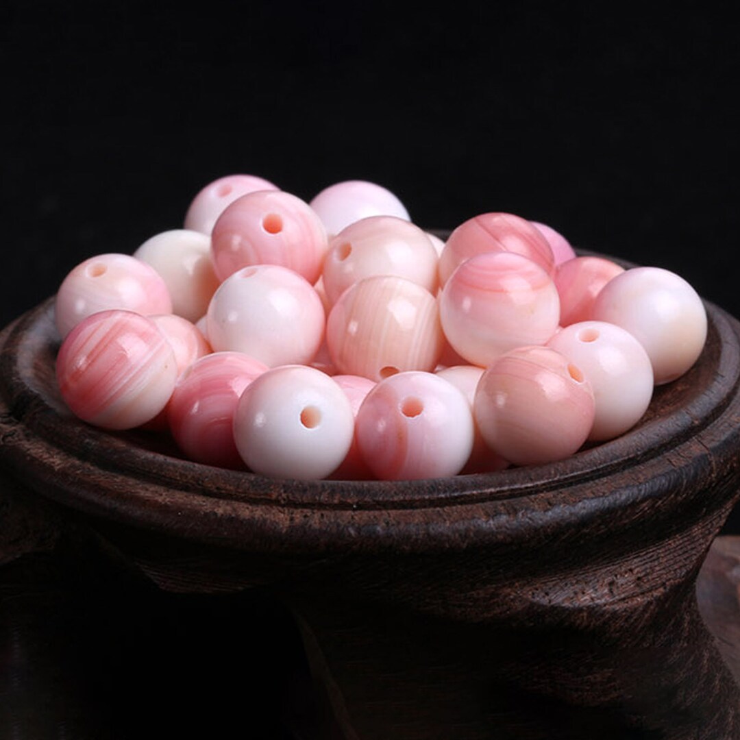 Pink Queen Shell Beads - White and Pink Shell - Seashell Beads - Smooth ...
