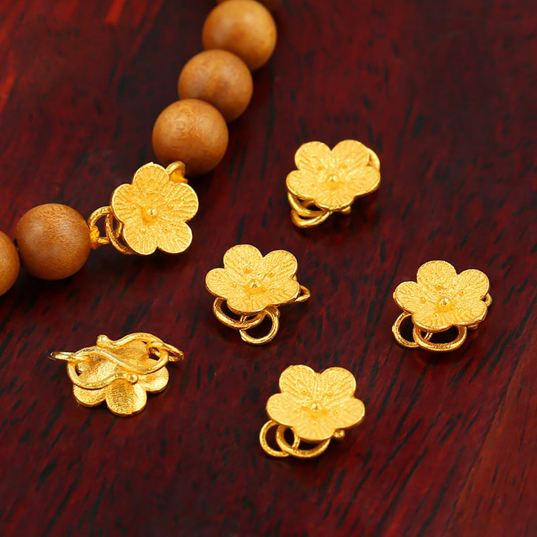 18K Gold Flower Clasp - Plum Blossom - Bracelet Clasp - Necklace Clasps ...