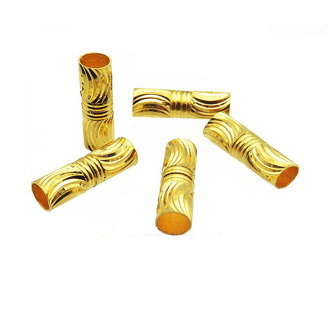 999 Pure Gold Spacer Beads - Circular Tube Spacers - Diamond Cut Beads ...