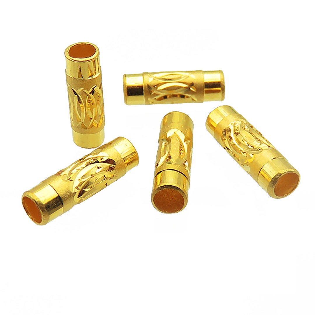 999 Pure Gold Spacer - 3x10mm - Cutting Spacer - Matte Gold Tube Bead ...