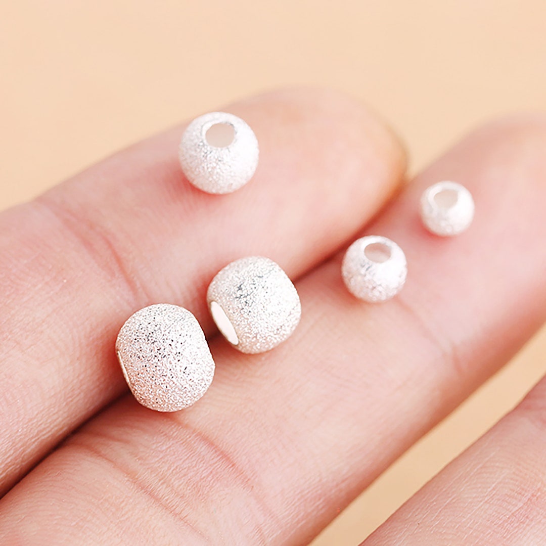 Sterling Silver Beads - Round Ball Beads - Matte Round Bead - Silver ...