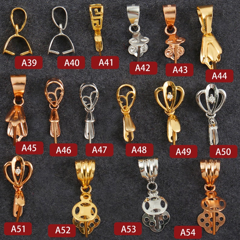 10 Styles Pendants Clasps Clips Bails - Pendant Pinch Bail - Crown Loop ...