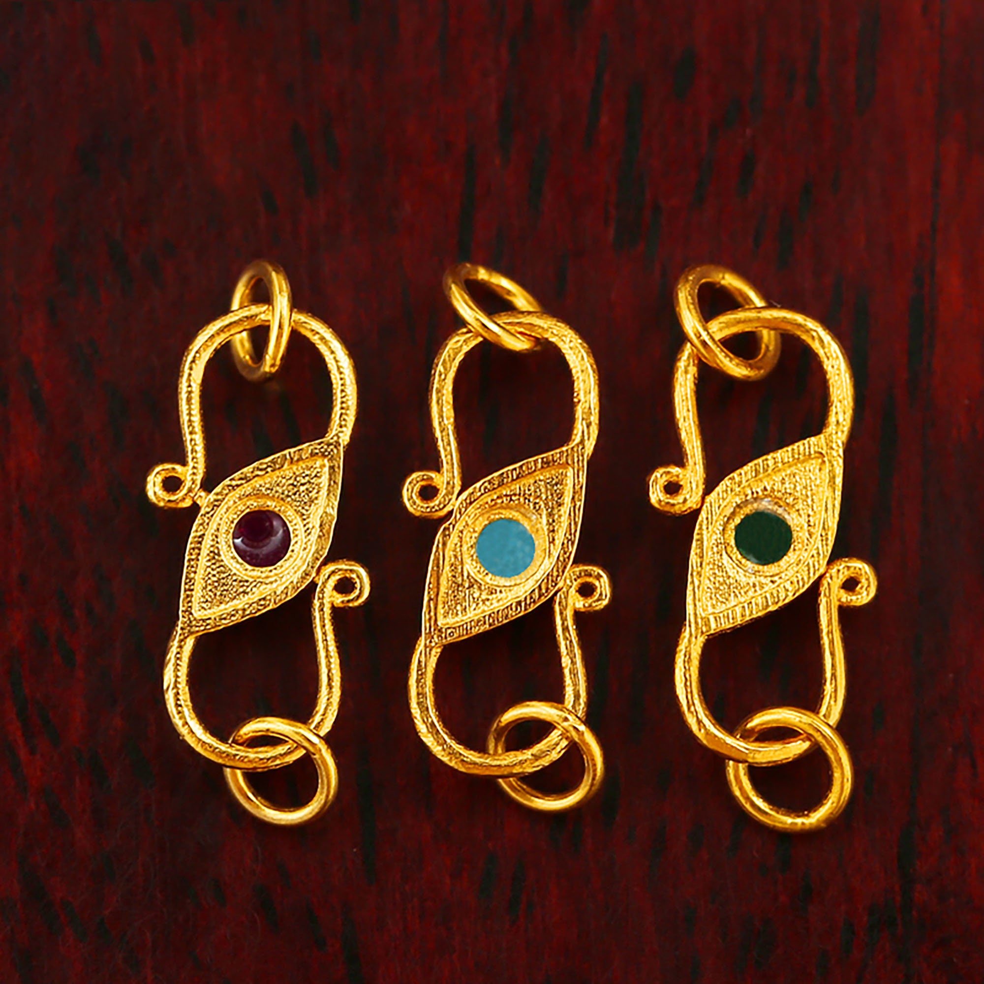 18k Gold S Hook Clasp - Zircon Clasps - 13.3x6mm - With Closed Jump ...