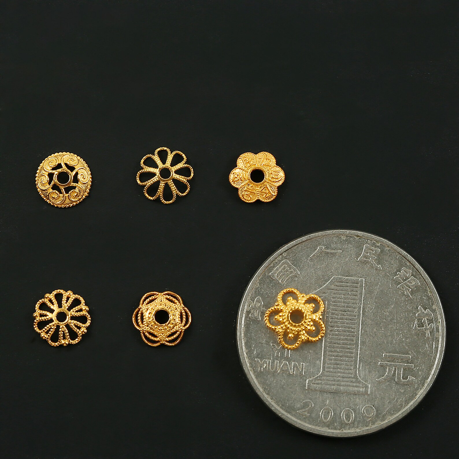 7mm Gold Beads Cap - 18k Gold Bead Cap - Bead Caps Spacers - Gold ...