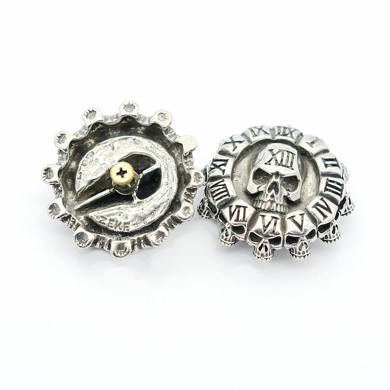 Brass Conchos Screw Back Leather Crafting Steampunk Clock Skull Concho ...