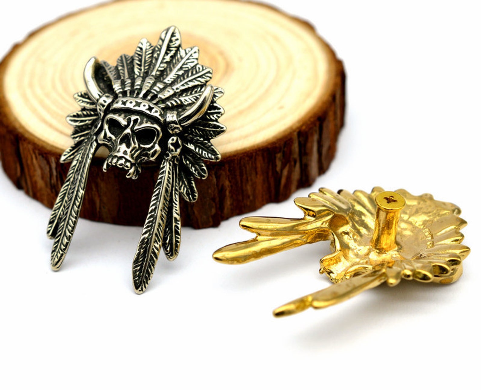 Indian Chief Skull Conchos Screw Back Brass Leather Crafting - Etsy