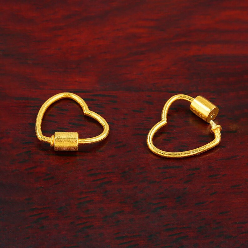 18k Gold Solid Heart Clasps Gold Screw Clasps Connector - Etsy