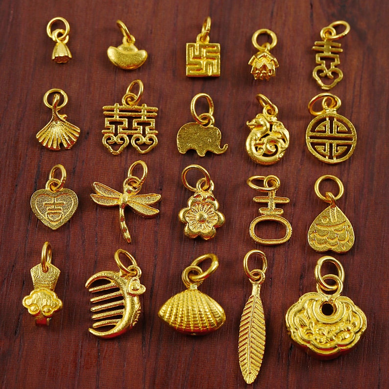 999 Pure Gold Lucky Pendant Handmade Ancient Gold Lotus - Etsy