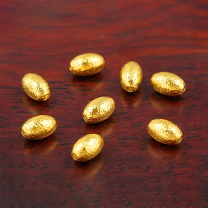 999 Pure Gold Beads - 4.4x6.9mm - Gold Rice Spacers Bead - 24k Gold ...