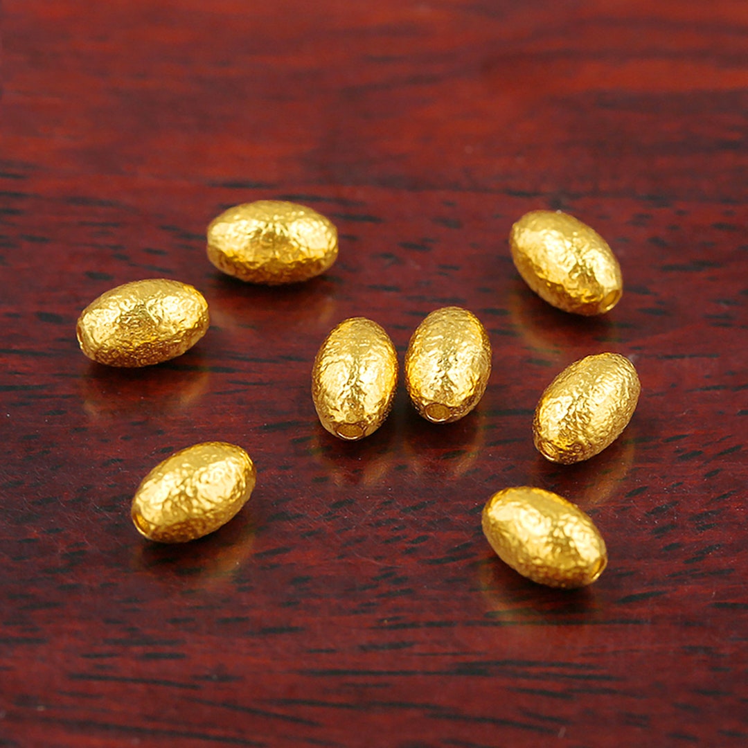 999 Pure Gold Beads - 4.4x6.9mm - Gold Rice Spacers Bead - 24k Gold ...