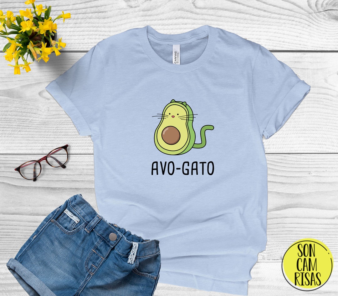 Avo-gato Cute Spanish Shirt , Camiseta Espanol , Play on Words Cartoon ...