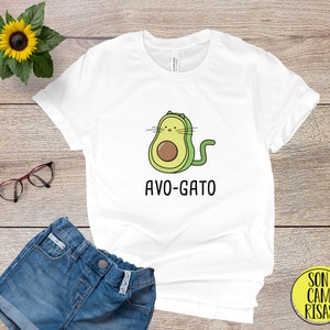 Avo-gato Cute Spanish Shirt , Camiseta Espanol , Play on Words Cartoon ...