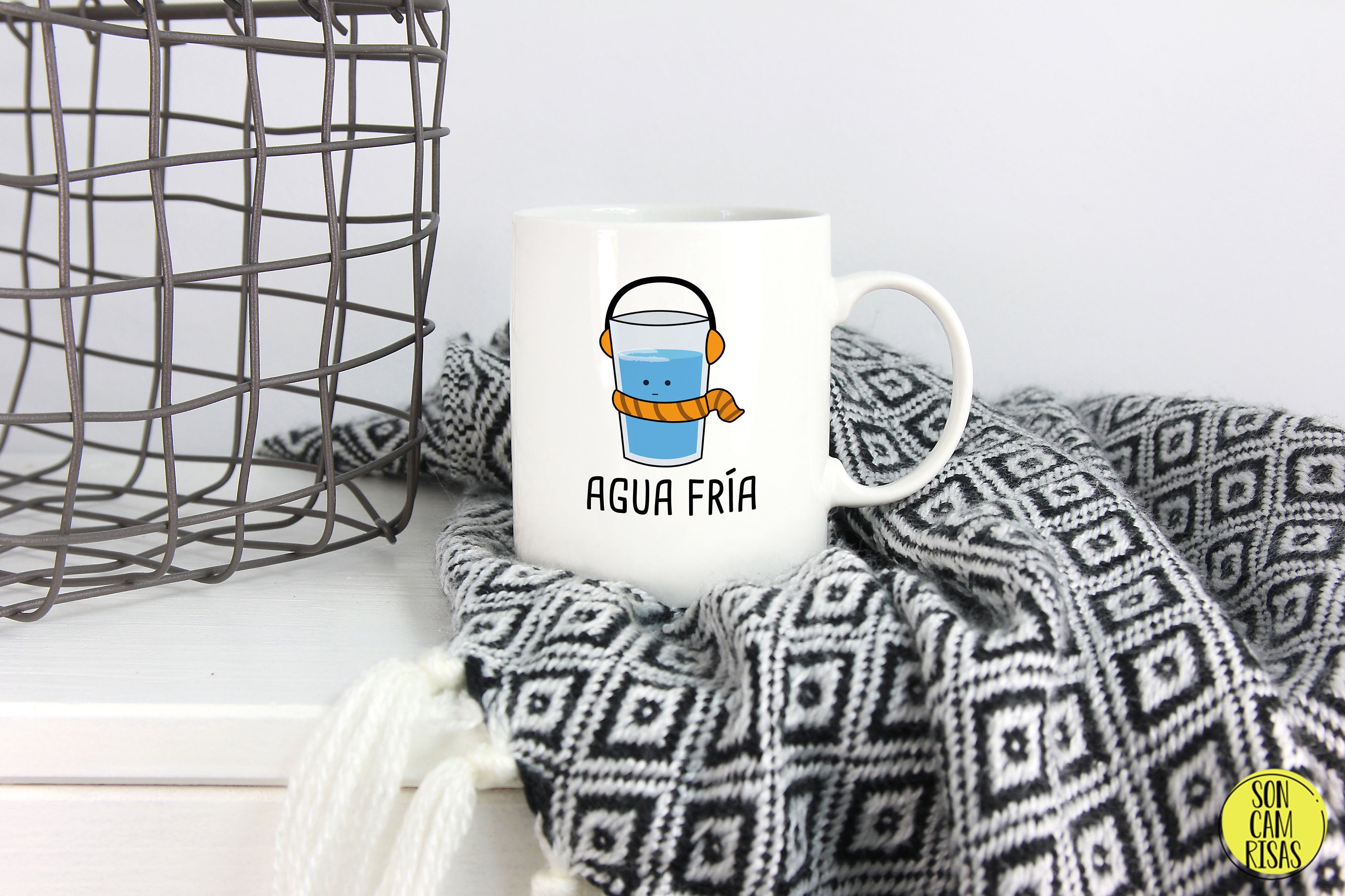 Agua Fría Coffee Mug, Cute Spanish Mug, Funny Cartoon Puns Mug, Taza De ...