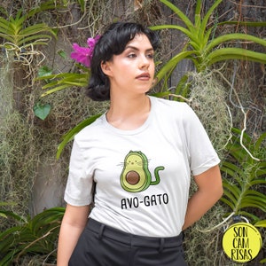 Avo-gato Cute Spanish Shirt , Camiseta Espanol , Play on Words Cartoon ...