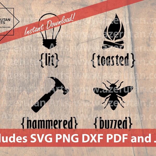 Buzzed Hammered Svg - Etsy