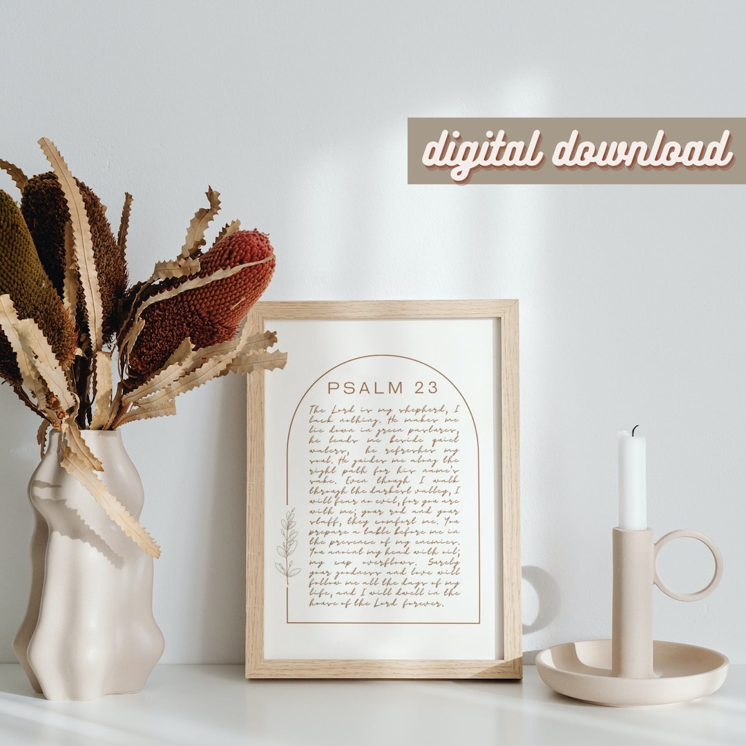 Psalm 23 Art Print, Boho Christian Print, Minimalist Scripture, Modern ...