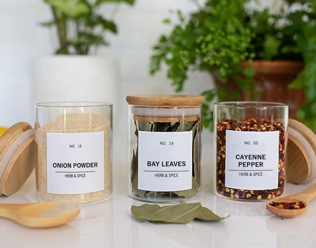 White Modern Minimalist Square Spice Labels, Printable Spice Labels ...