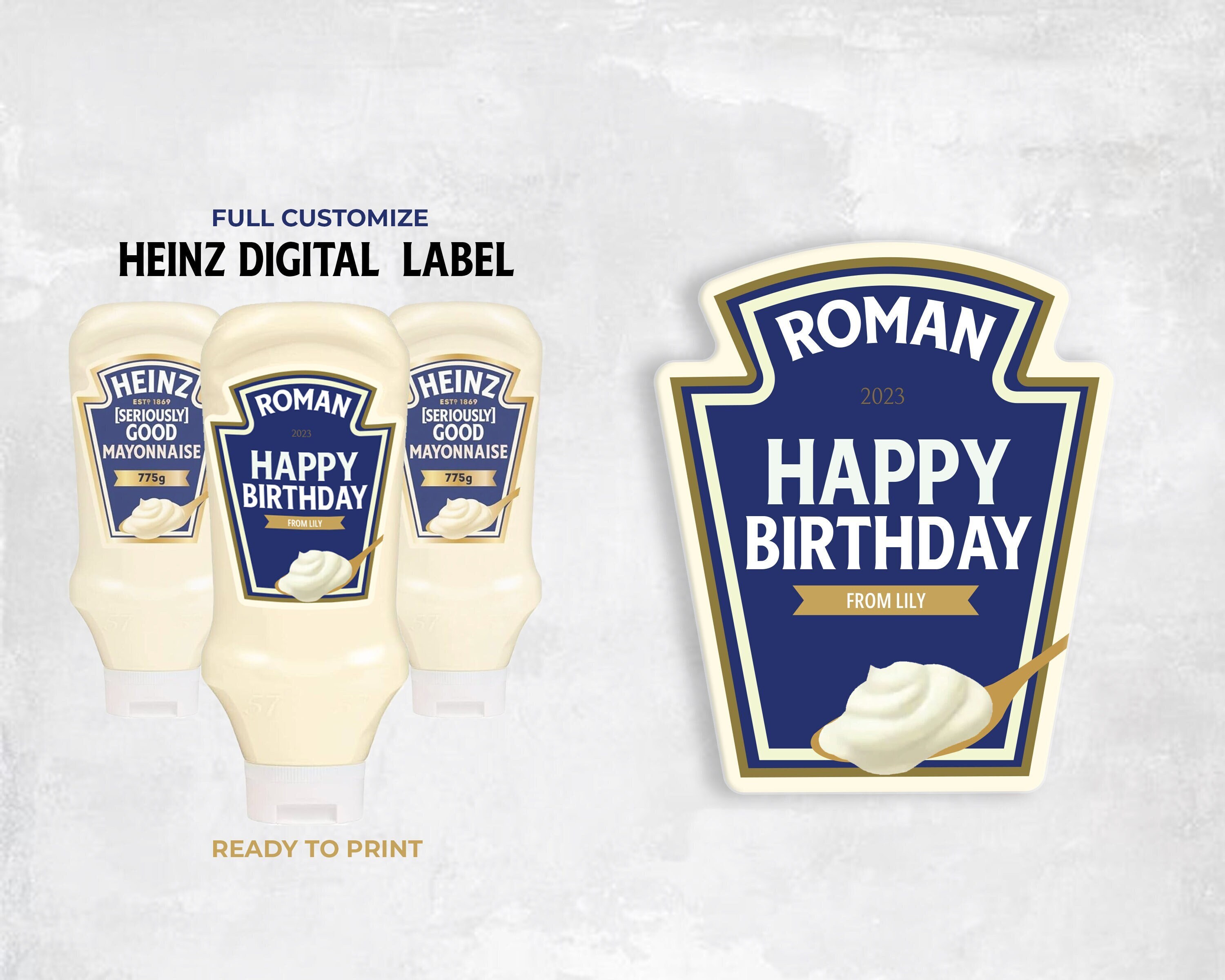 Personalized DIGITAL Label Editable Mayonnaise Label Fun Novelty Gift ...