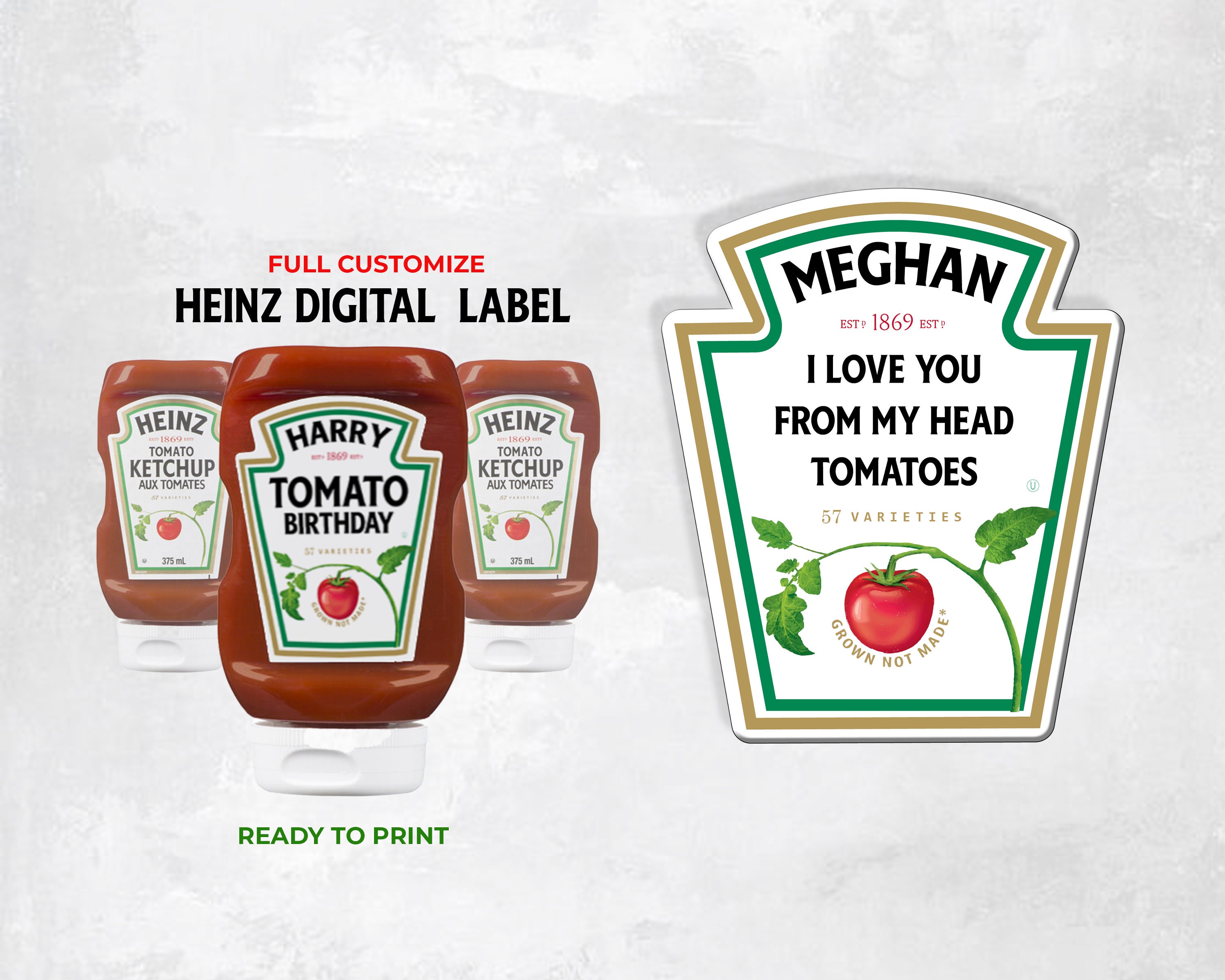 DIGITAL Custom Tomato Ketchup Label - Personalised Sticker Label for ...