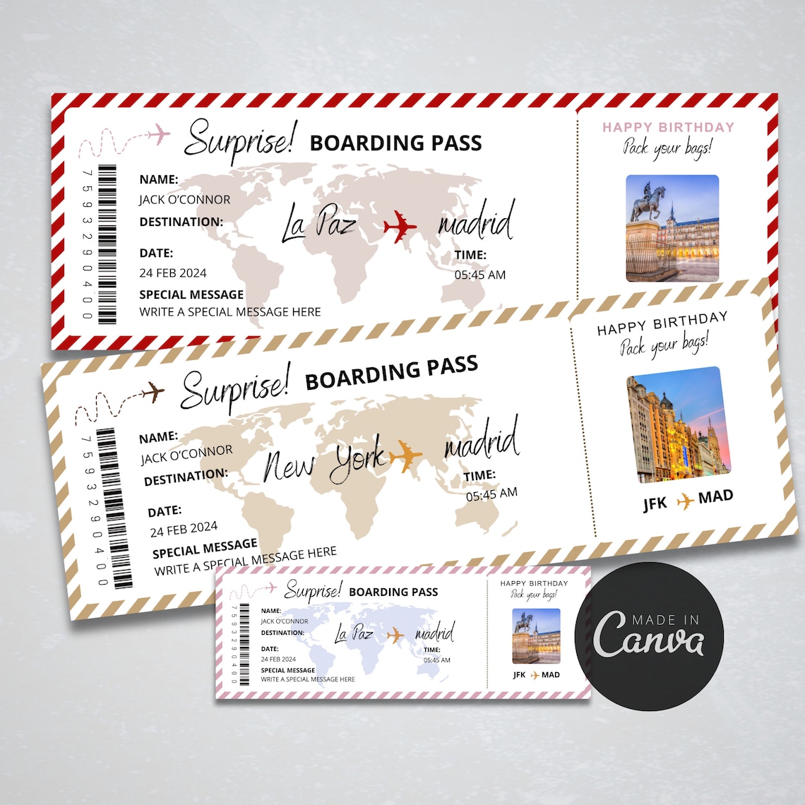 Editable Boarding Pass Template, Canva Boarding Pass, Customizable ...