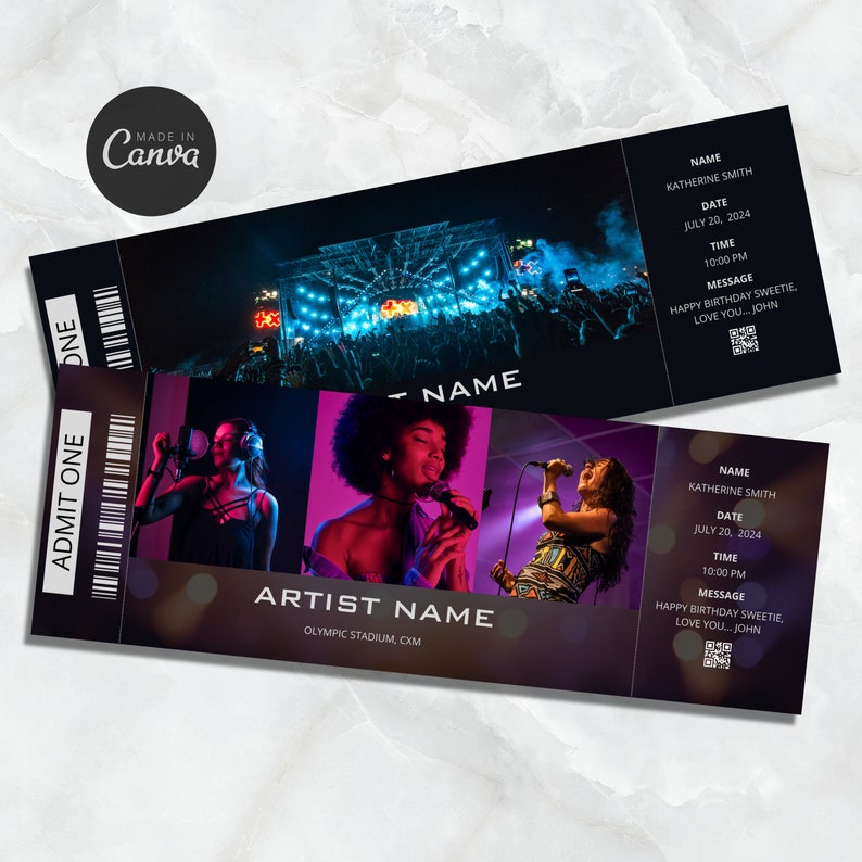 Editable Concert Ticket Template, DIY Event Ticket, Custom Concert ...