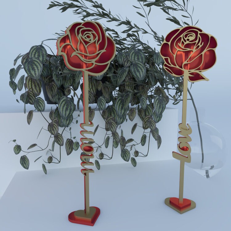 Two Layered Rose Laser Cut Svg Files, Vector Files for Wood Laser ...
