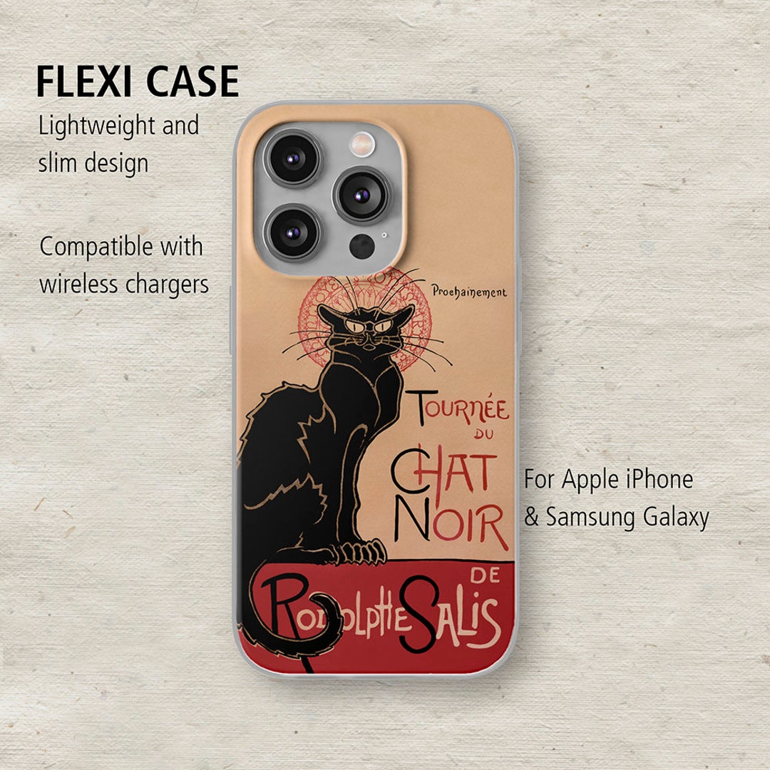 Flexi Case - Chat Noir - Vintage Illustration - Samsung - Apple - Etsy