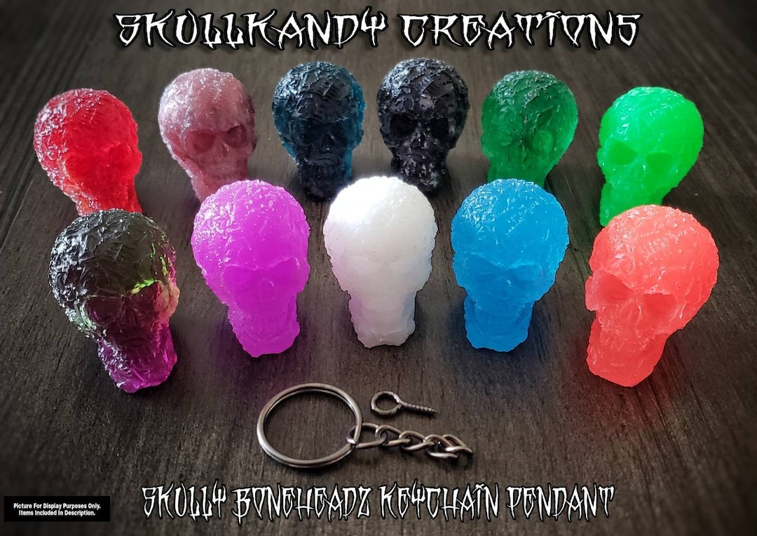SKC Skully Bonehead Skully Skull Keychain Acrylic Pendant - Etsy