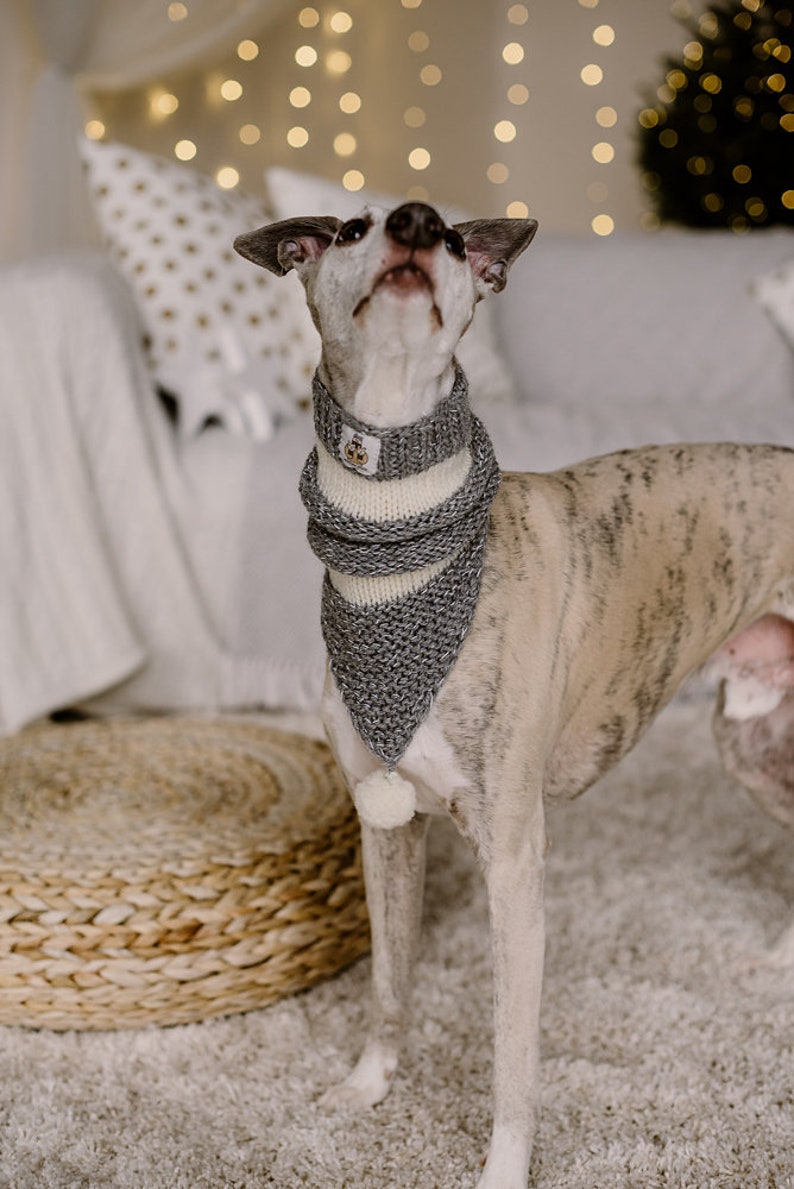 Pom Pom Wool Dog Snood Hand Knit Dog Scarf Pet Neck Warmer Reflector ...