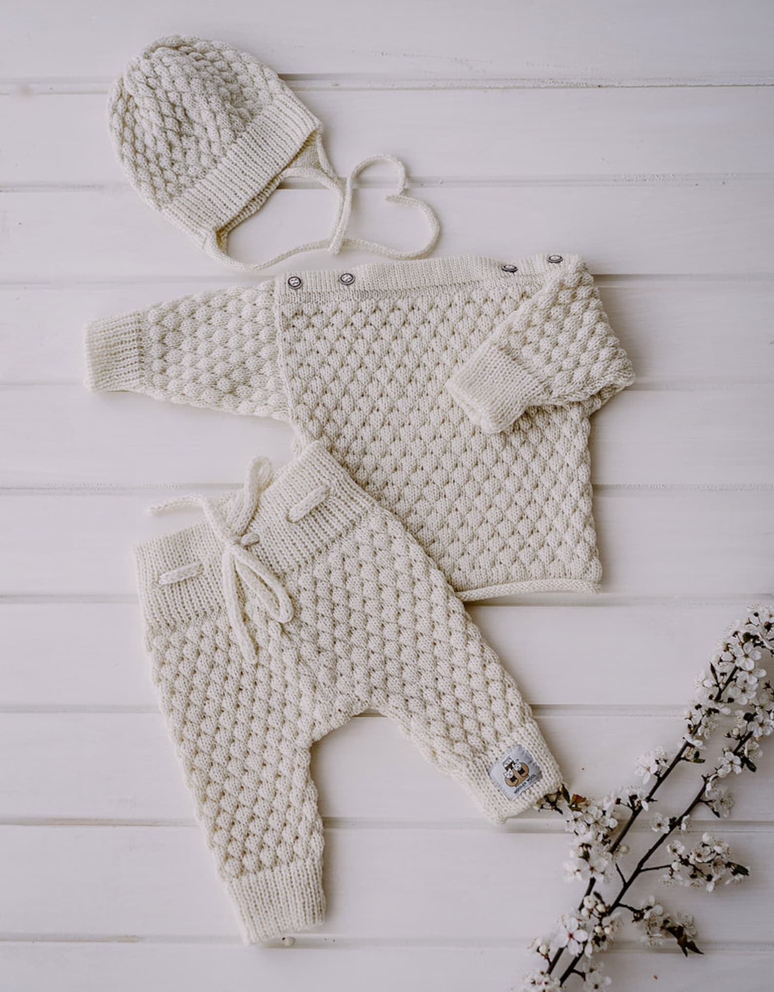 Knit Baby Outfit Newborn Knit Set of Pants and Sweater Merino - Etsy