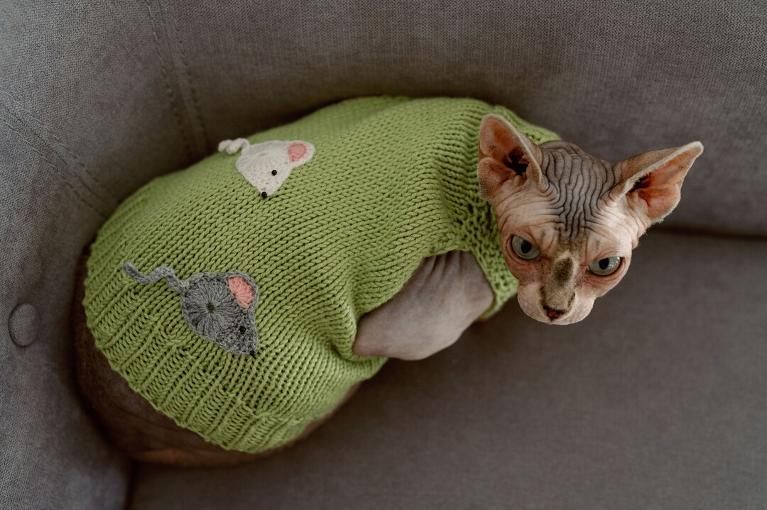 Sphynx Cat Vest Hairless Cat Clothes Hand Knit Peterbald Cat Clothing ...