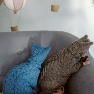 Cat Sweater and Hat Set Hand Knit Sphynx Cat Jumpsuit Cat Clothes ...