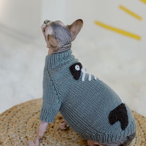 Hairless Cat Sweater Fishbone Jumper for Sphynx Cat Wool Knit Clothes ...