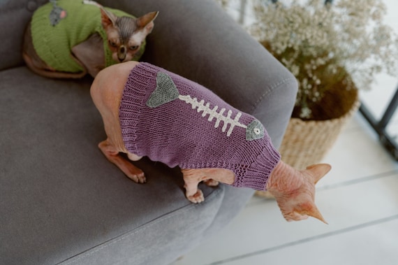 Cat Sweater Hairless Cat Knit Vest Sphynx Cat Clothing Merino - Etsy