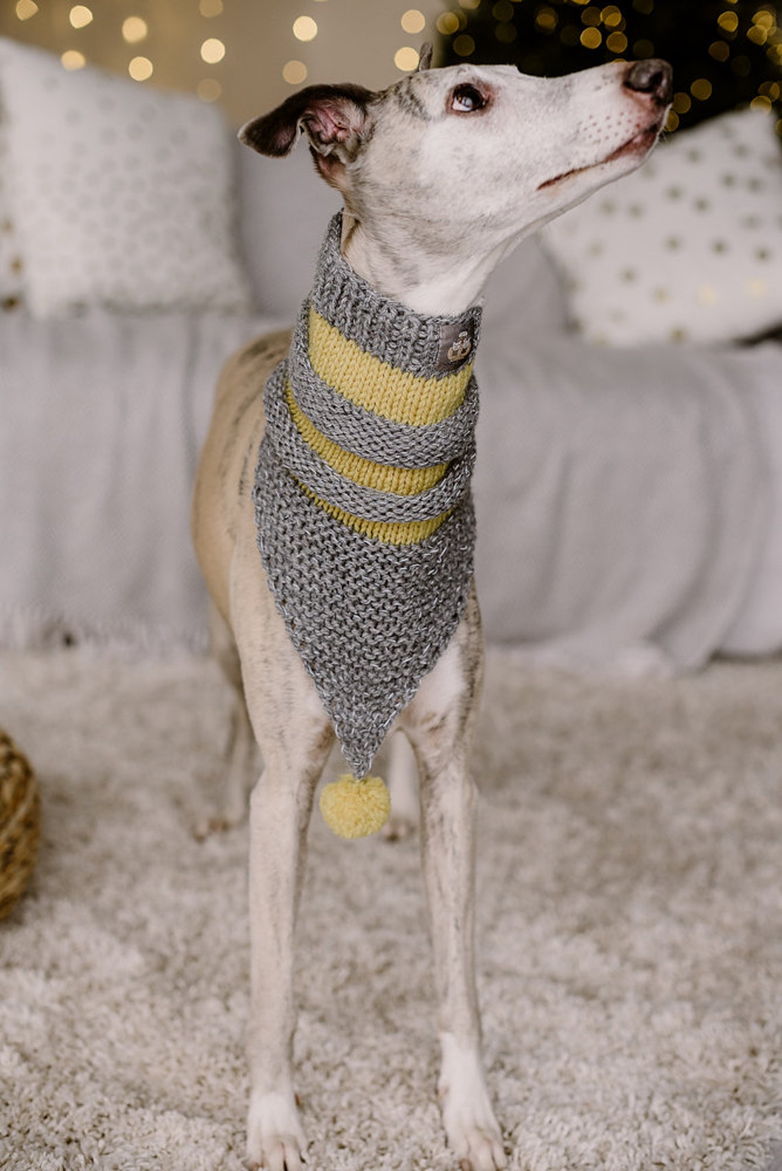 Wool Big Dog Scarf Hand Knit Greyhound Snood Dog Neck Warmer - Etsy