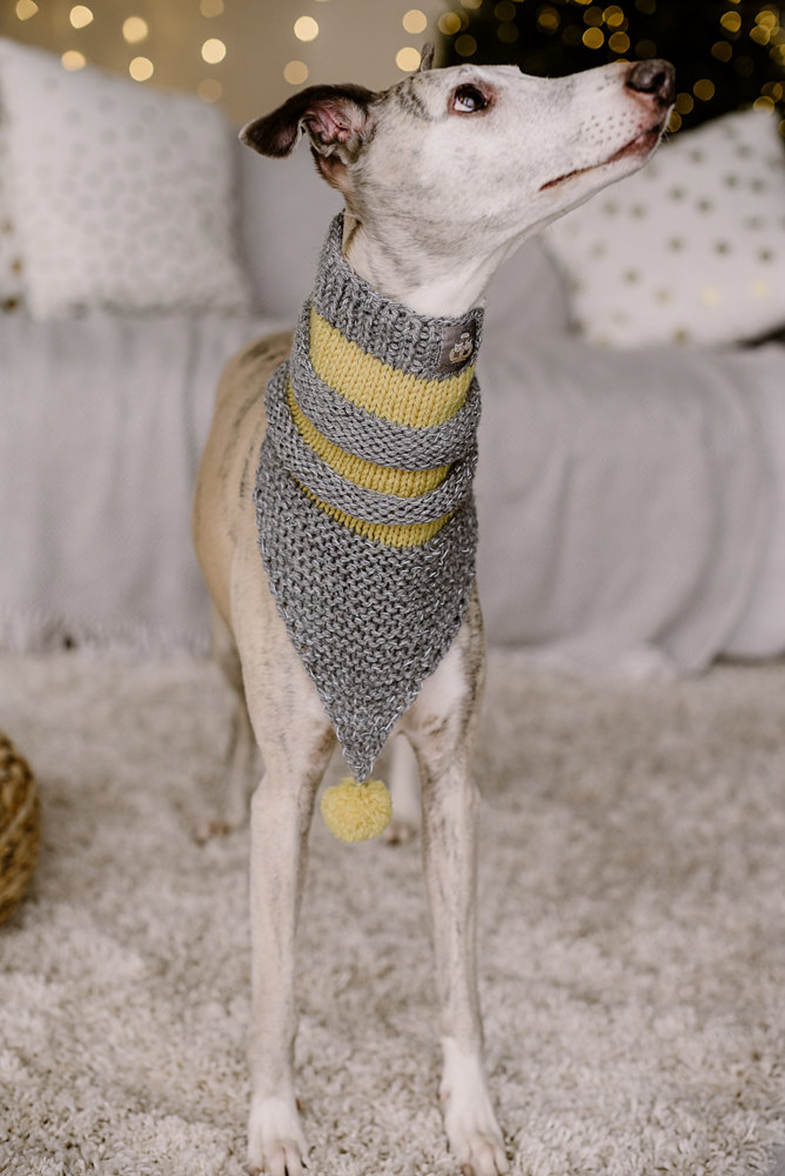Wool Big Dog Scarf Hand Knit Greyhound Snood Dog Neck Warmer Whippet ...