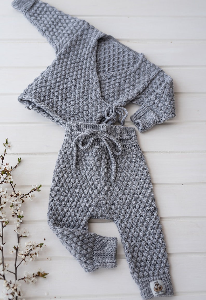 Merino Wool Knitted Baby Set of Pants Sweater Hat and Baby - Etsy