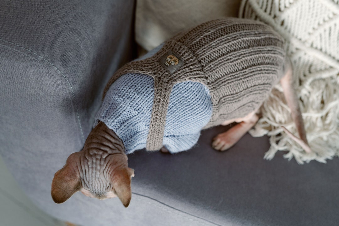 Sphynx Cat Jumpsuit Alpaca Wool Sweater for Cat Devon Rex Overall Pet ...