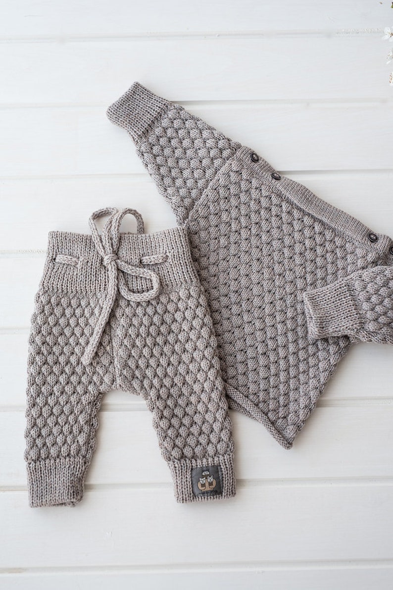 Knit Baby Outfit Newborn Knit Set of Pants and Sweater Merino Wool ...