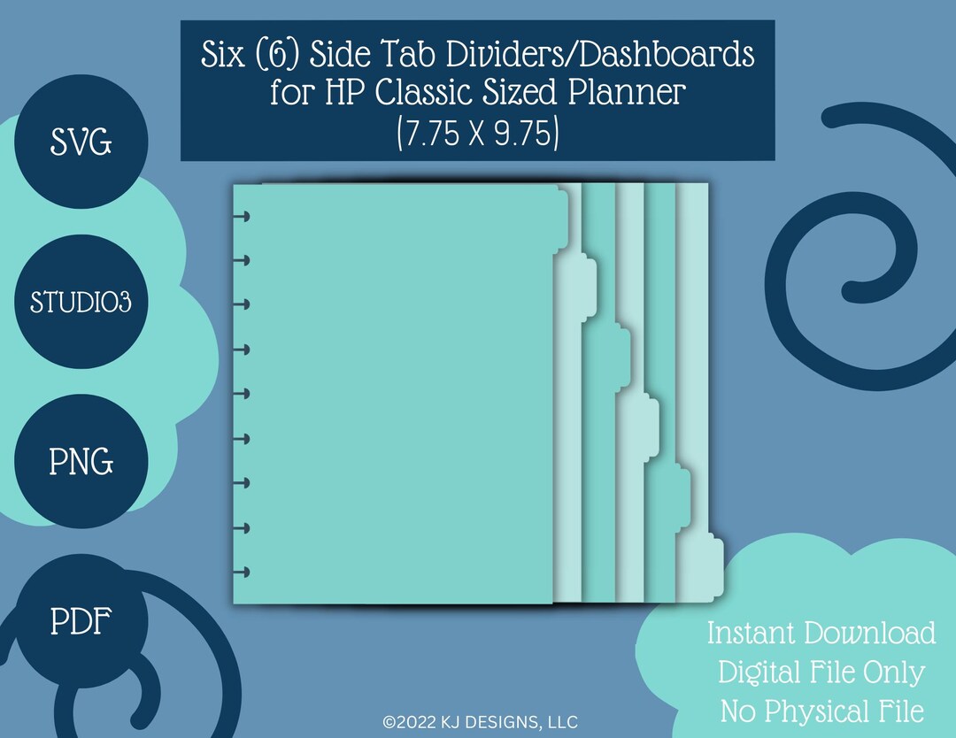 Side and Top Tab Planner Dividers/dashboards for Classic/classic Skinny ...